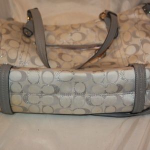 Coach | Bags | F8378 Coach Metallic Silver Gray White Signature | Poshmark